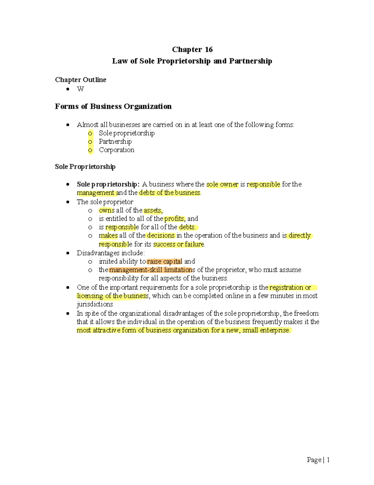Chapter 16 - Prof was Kevin Downie. These are my complete course notes ...