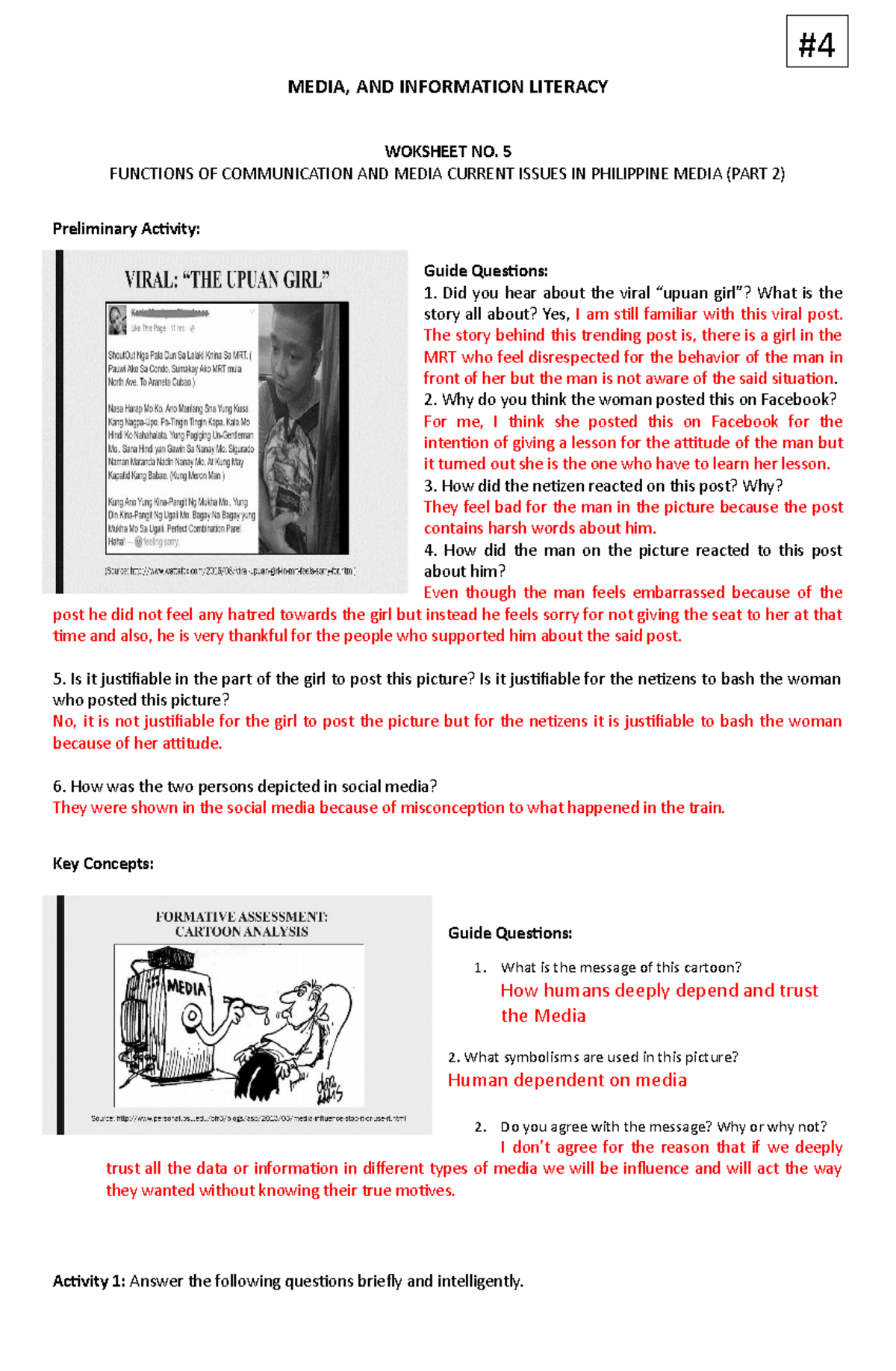 MIL Worksheet #5 - Module guide for study Support Students Learning ...