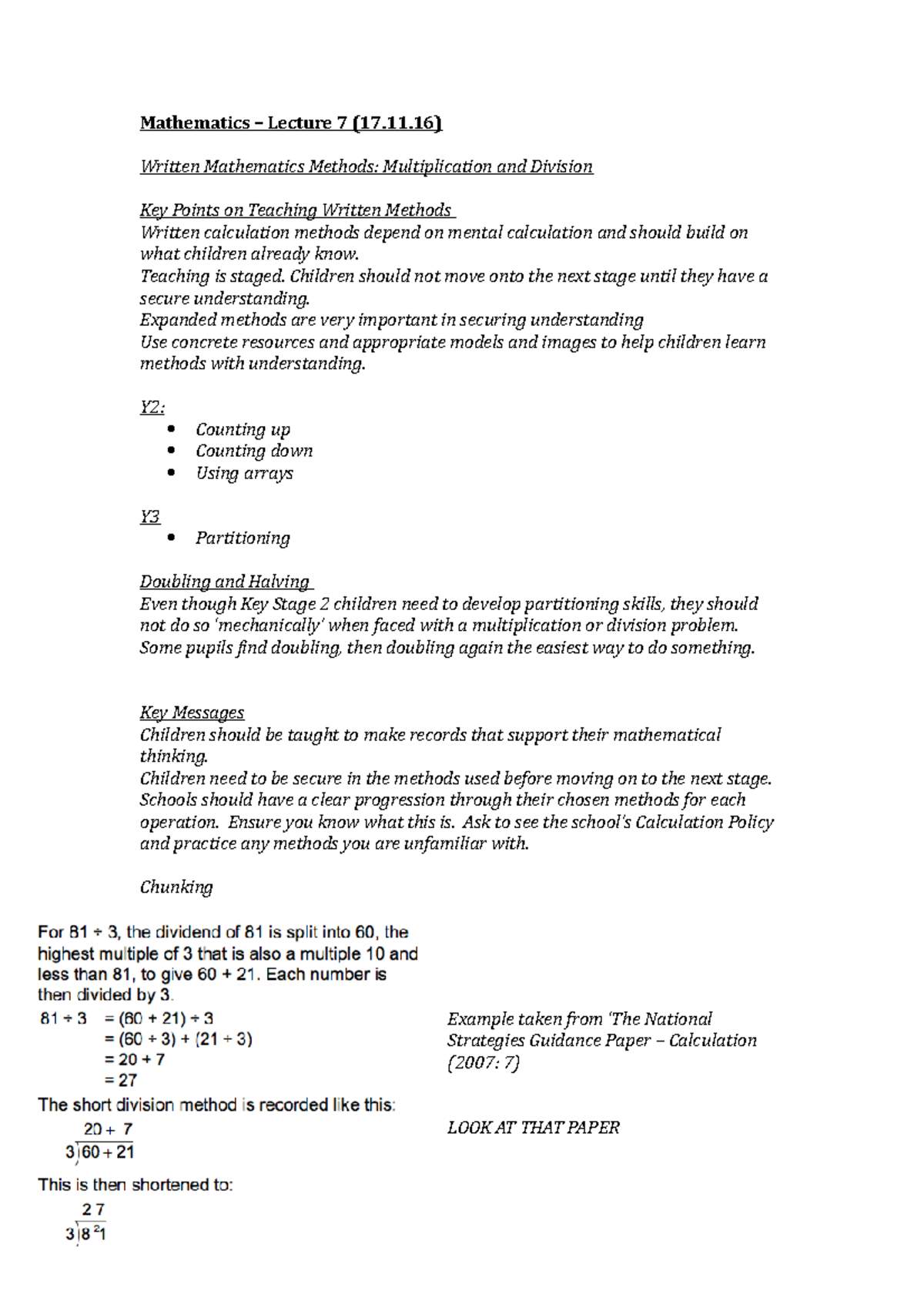 Lecture 7 - Multiplication&Division WM - Mathematics Lecture 7 (17.11 ...