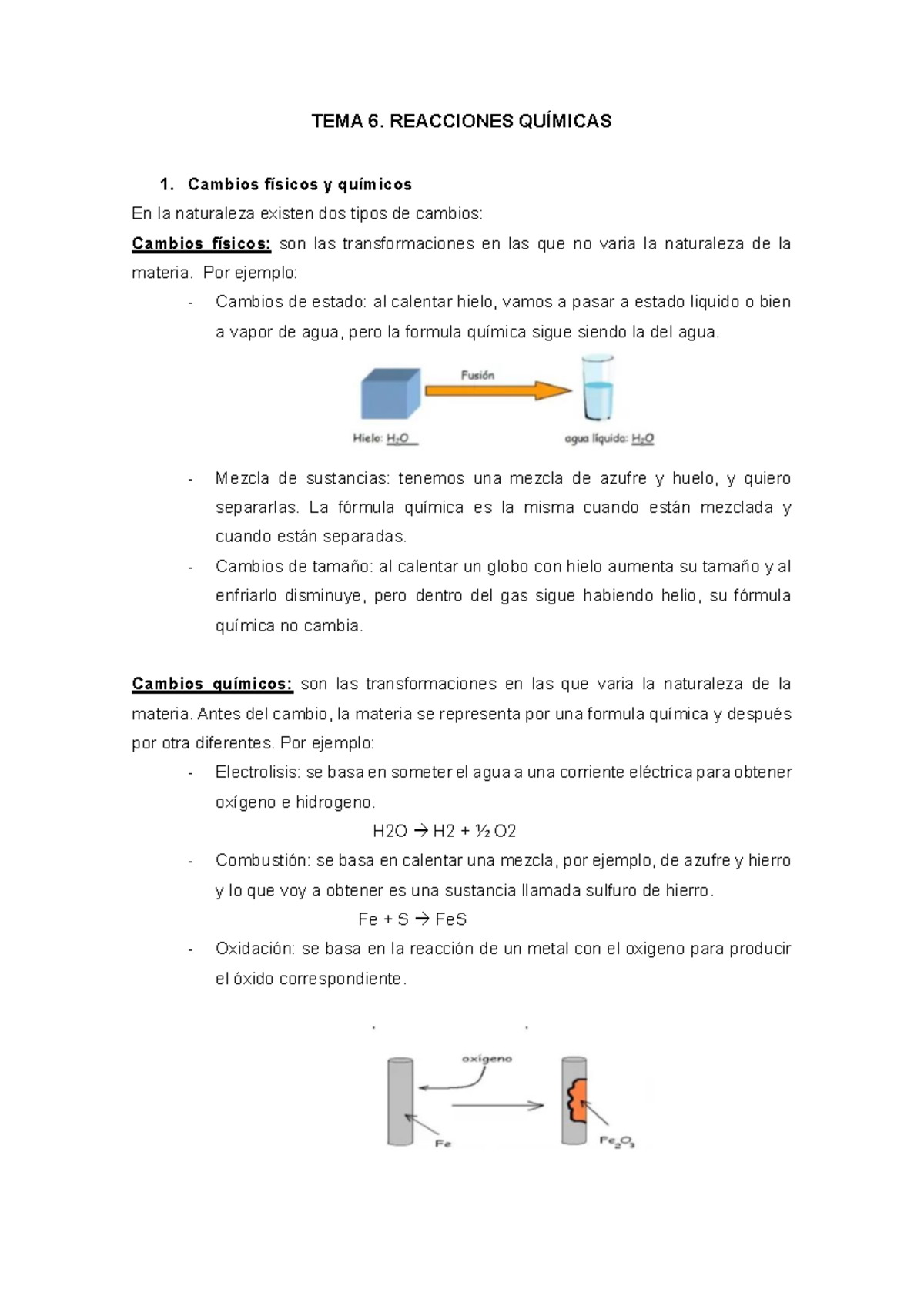 TEMA 6. Reacciones Químicas - TEMA 6. REACCIONES QUÍMICAS Cambios ...