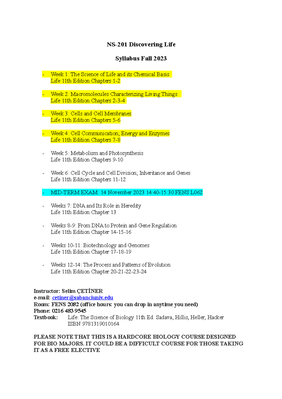 Ns 201 Syllabus Fall 2023 Ns 201 Discovering Life Syllabus Fall 2023 Week 1 The Science Of 
