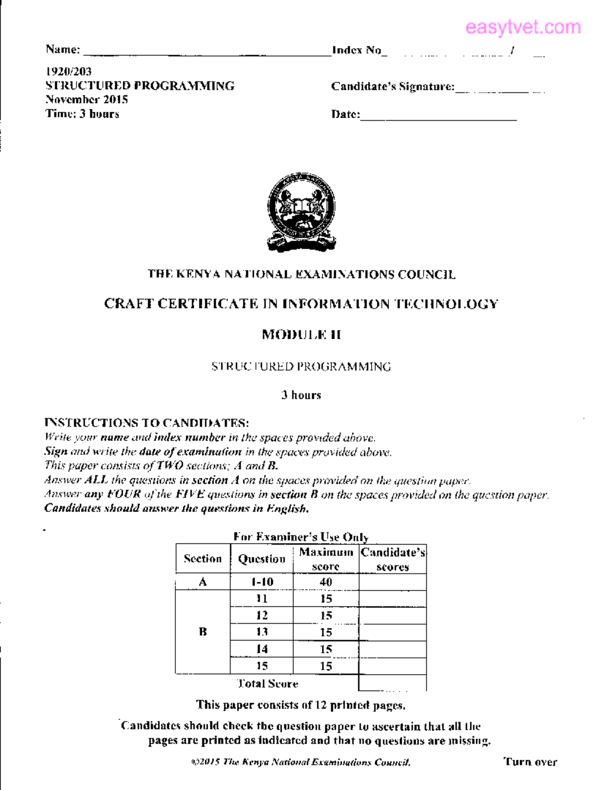 2015 nov - REVISION - computer science - Studocu
