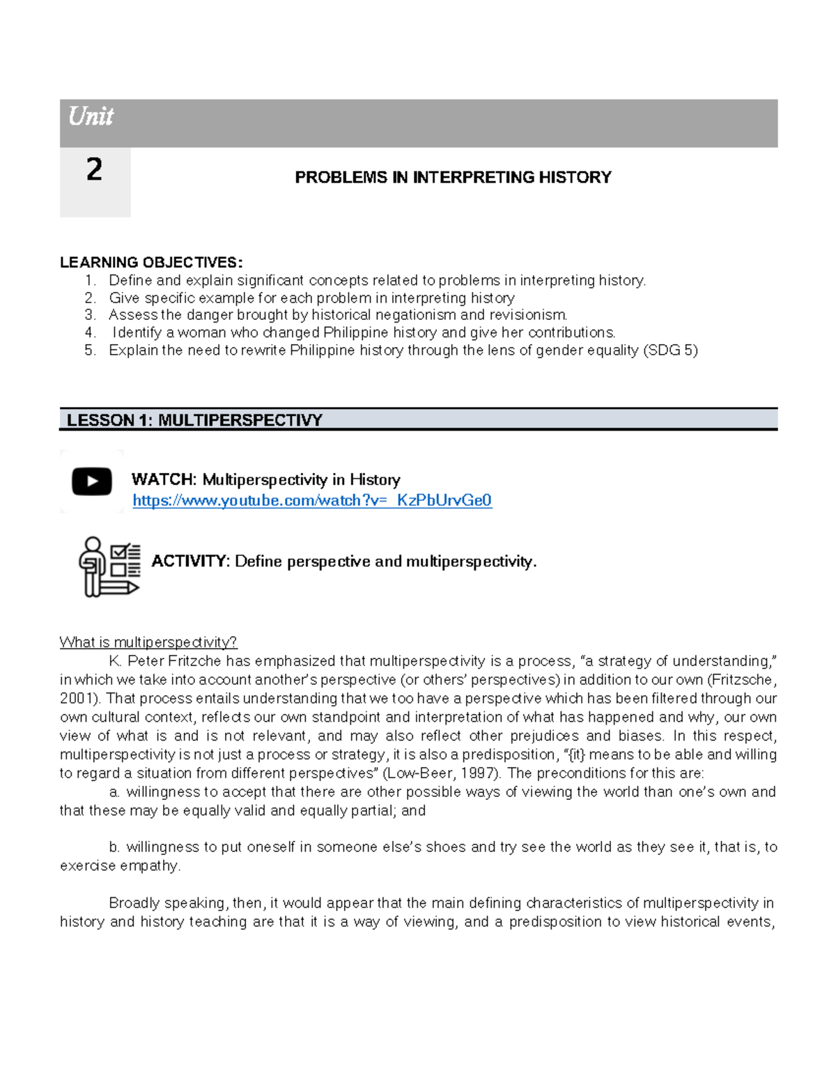 Multiperspectivity - PROBLEMS IN INTERPRETING HISTORY LEARNING ...