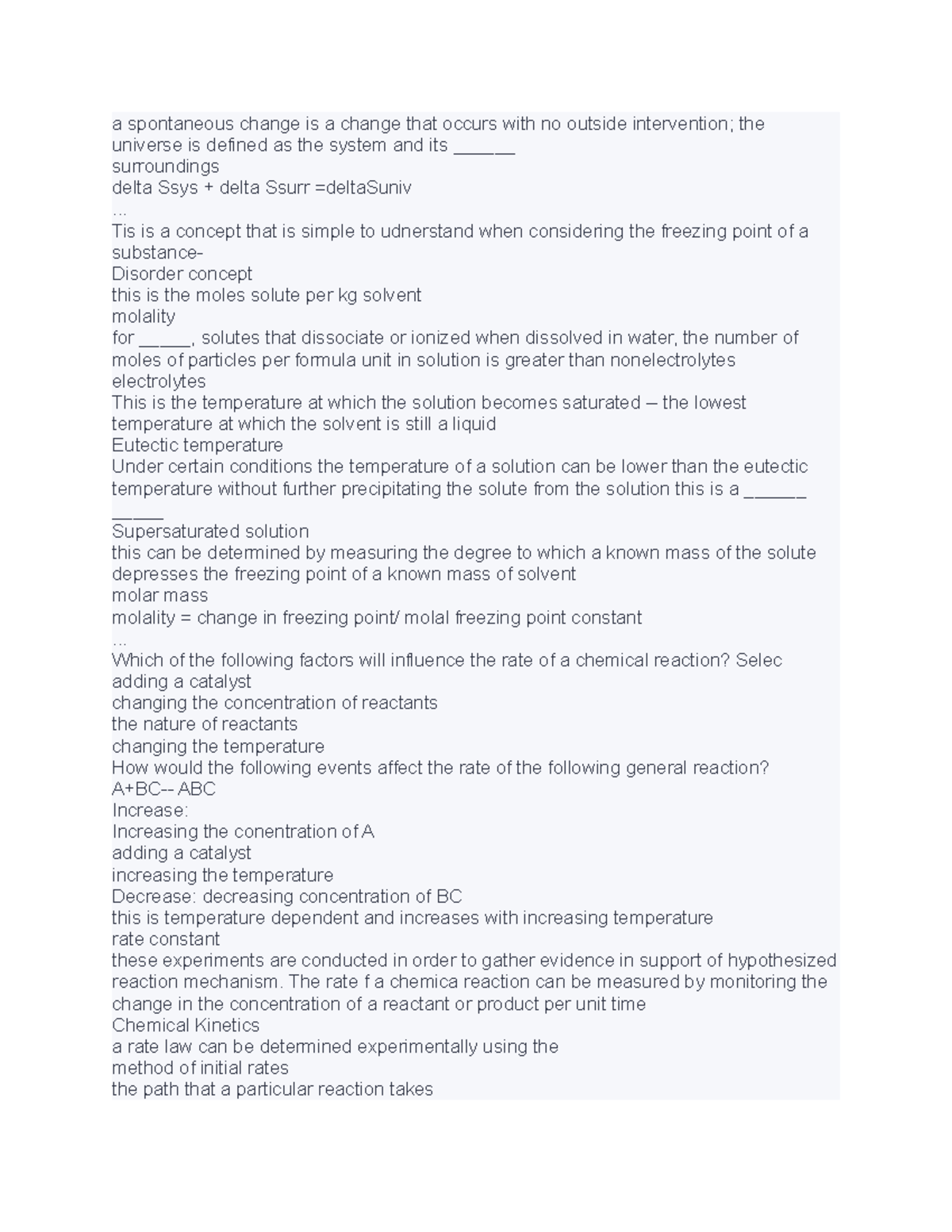 Chemistry 61 - practice - a spontaneous change is a change that occurs ...