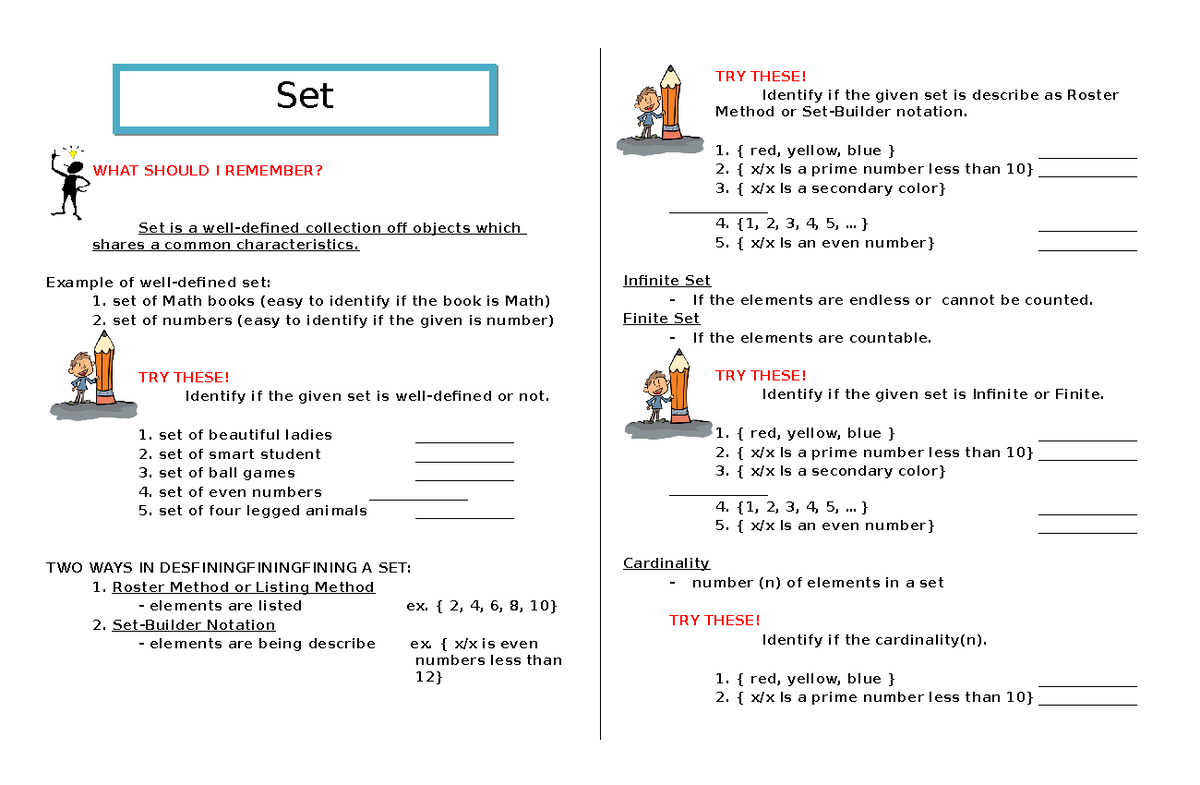 Activity Sheets (Remedial) - ####### WHAT SHOULD I REMEMBER? Set is a ...