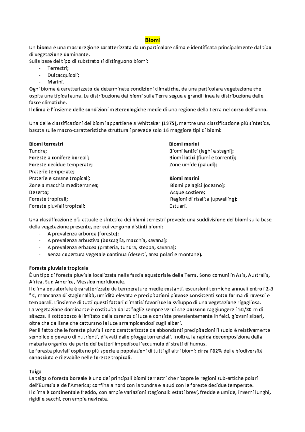 biomi terrestri e biomi marini - Biomi Un bioma è una macroregione ...