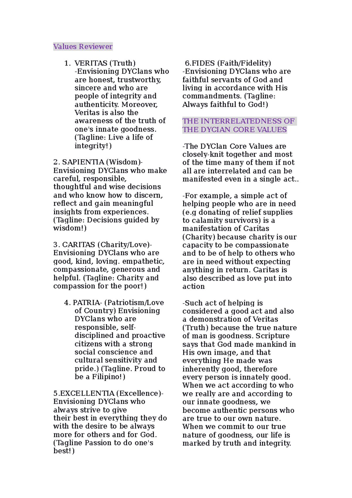 Values Reviewer - VERITAS (Truth) -Envisioning DYClans who are honest ...