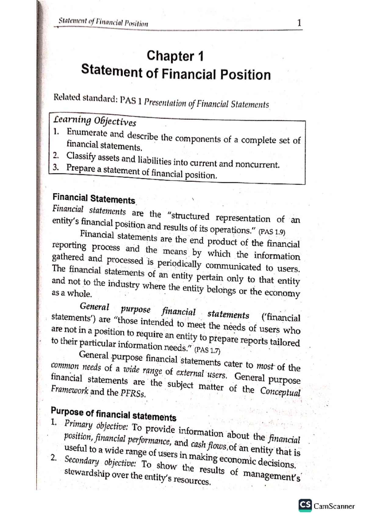 Chapter-1-SFP - Summary - Accountancy - Studocu