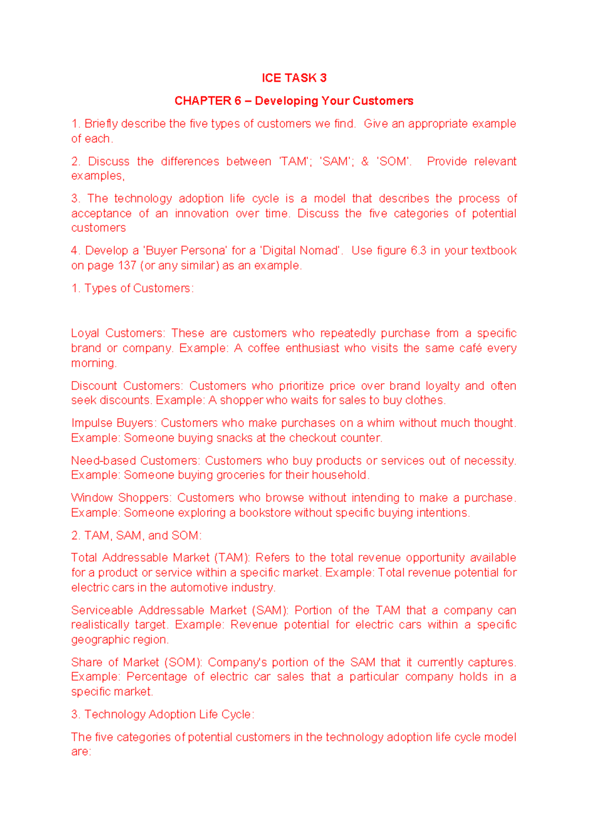 Entrepreneurship ICE TASK 3 Chapter 6 - ICE TASK 3 CHAPTER 6 ...