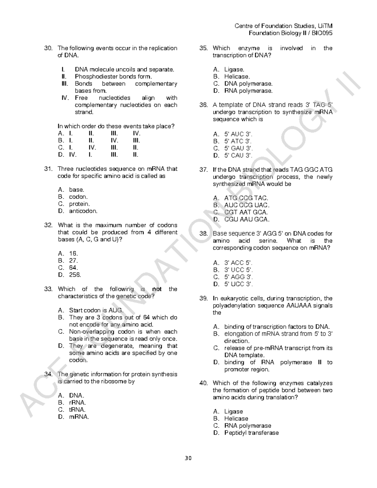 Document Tutorial Chapter 1 Part 1 Foundation Biology Ii Bio The Following Events Occur In 1921