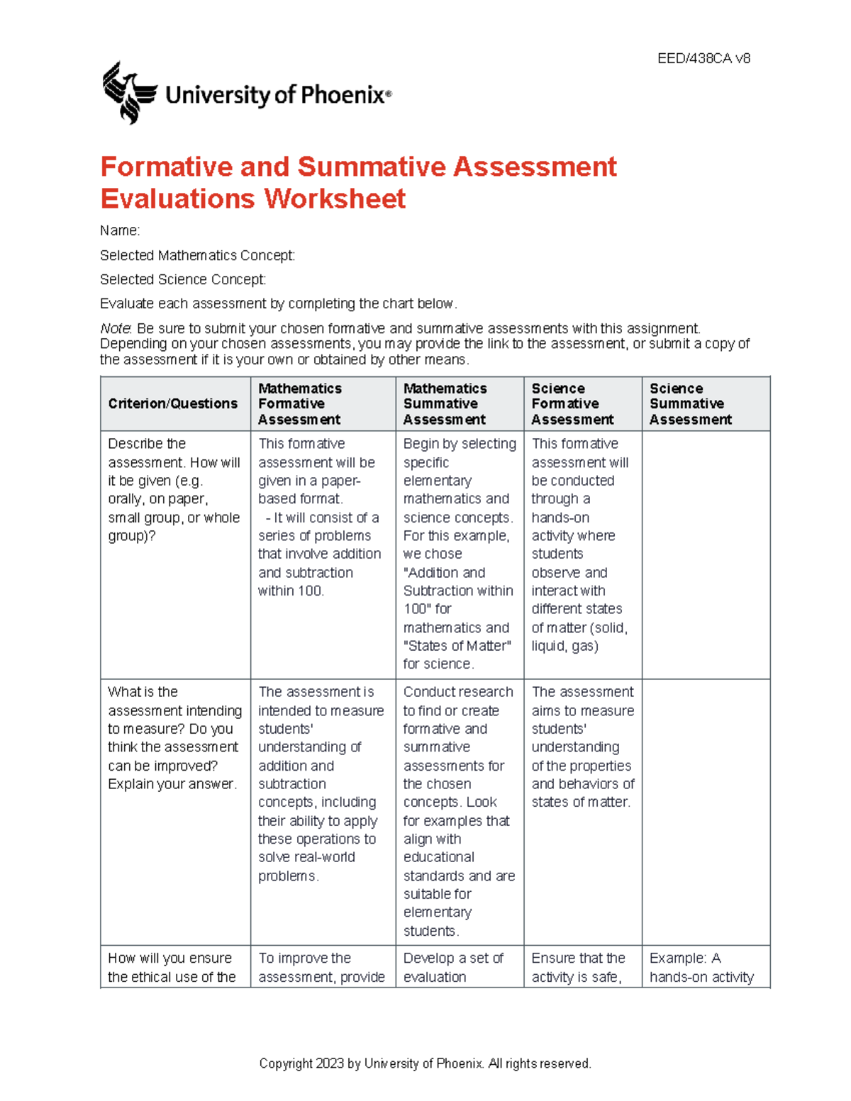 Eed438ca v8 wk4 formative and summative assessment evaluations ...