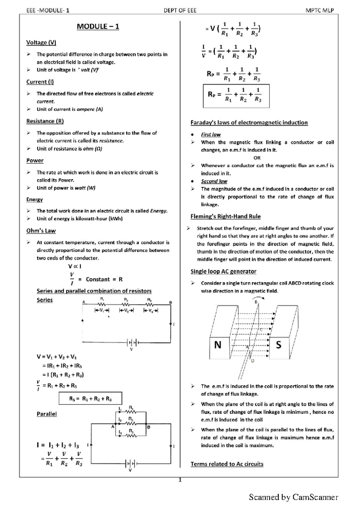 Lecture note for Electrical and electronics engineering - Diploma in ...