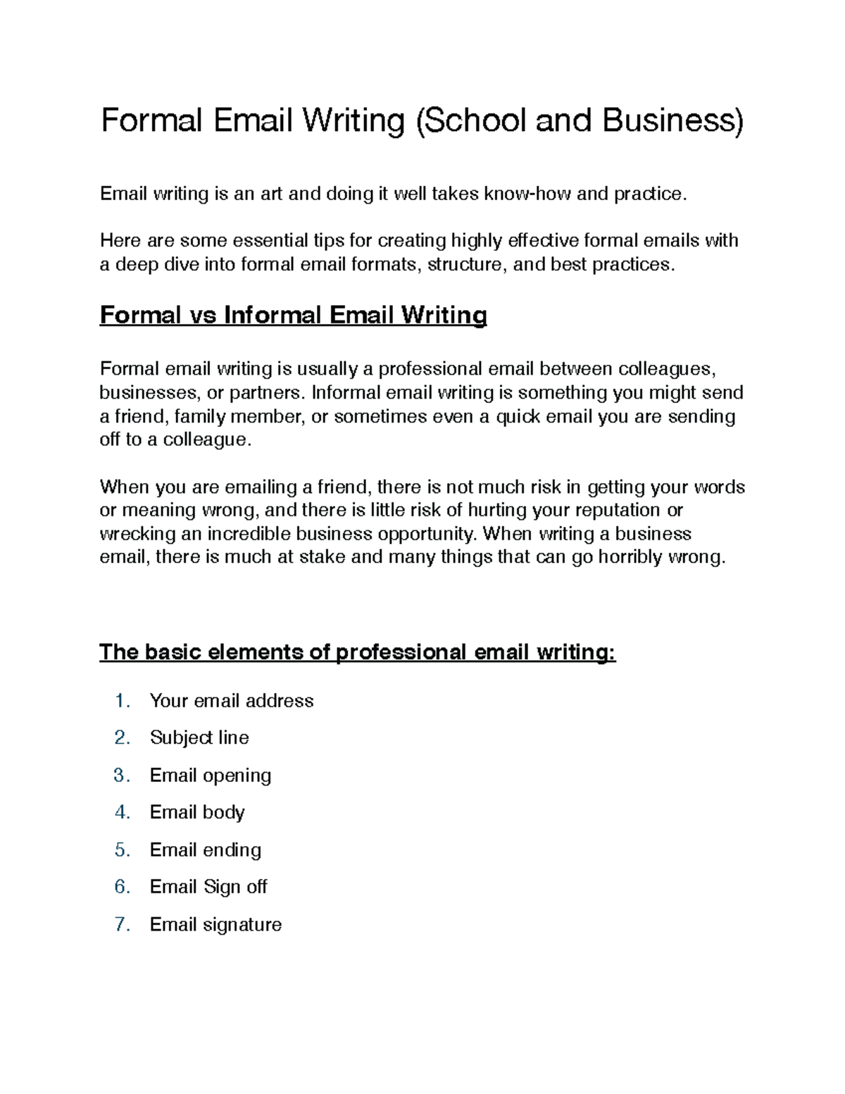 Adrian Alonso - Formal Email Writing - Formal Email Writing (School and ...