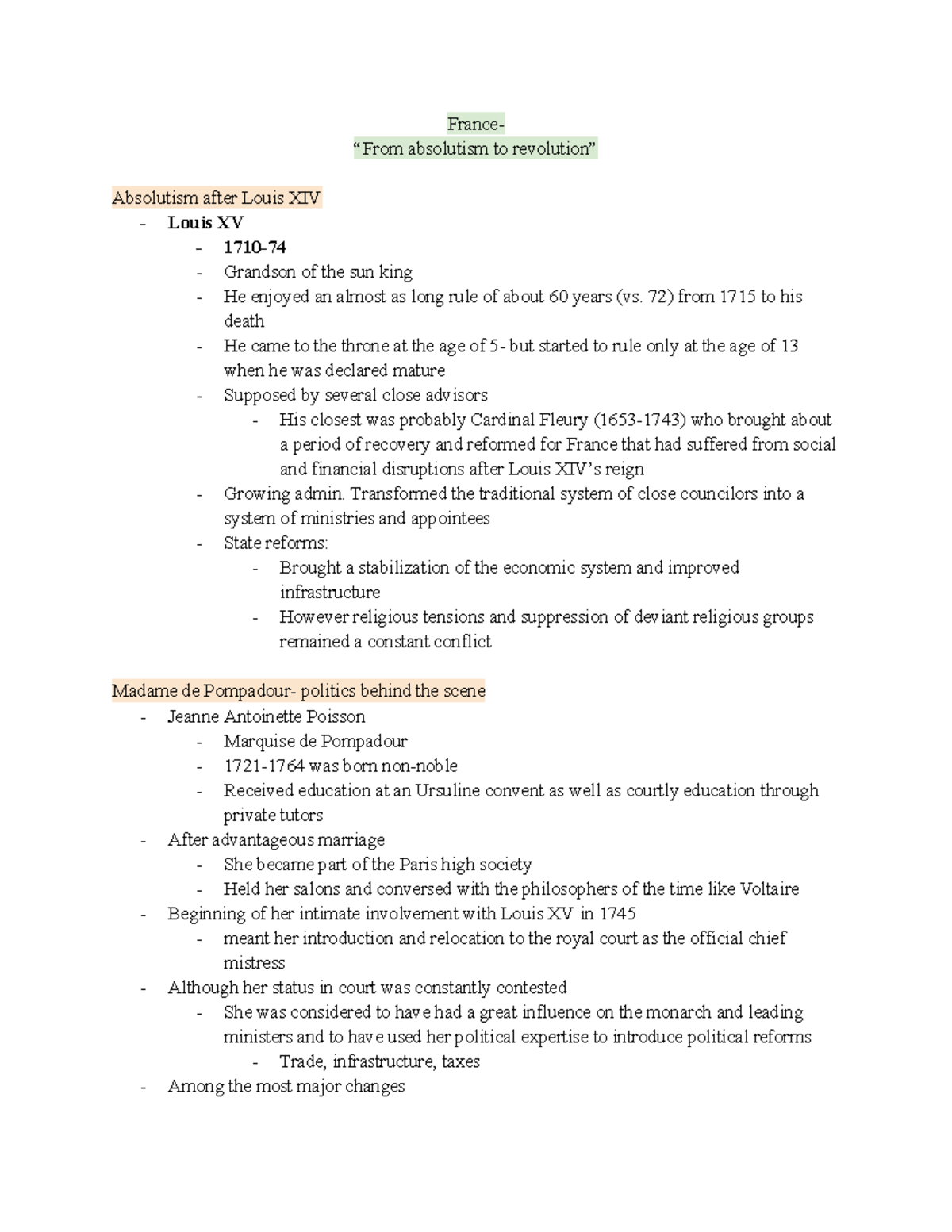 Lecture Notes 2.28- Revolution - France- “From absolutism to revolution ...