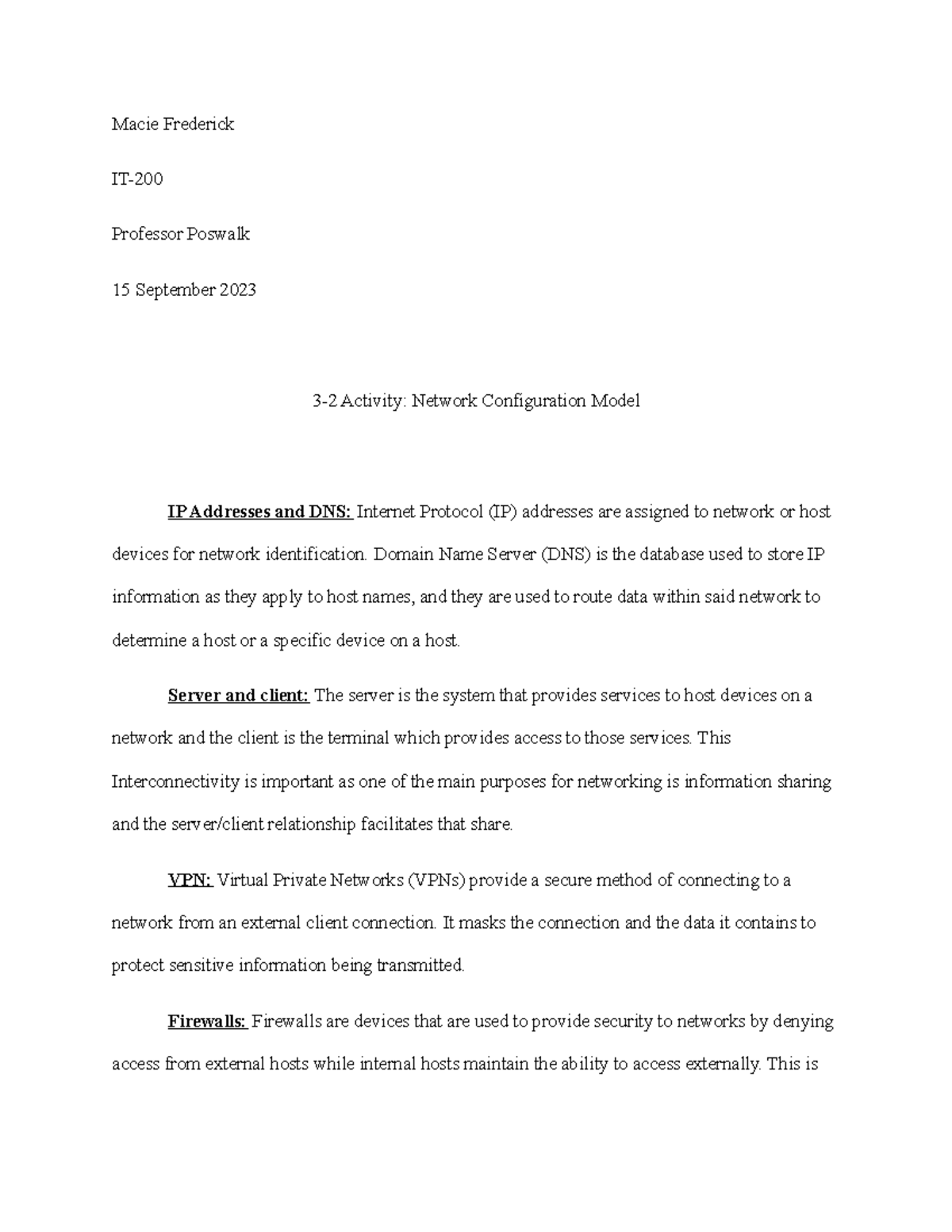 IT200 3-2 - module 3 assignment - Macie Frederick IT- Professor Poswalk ...