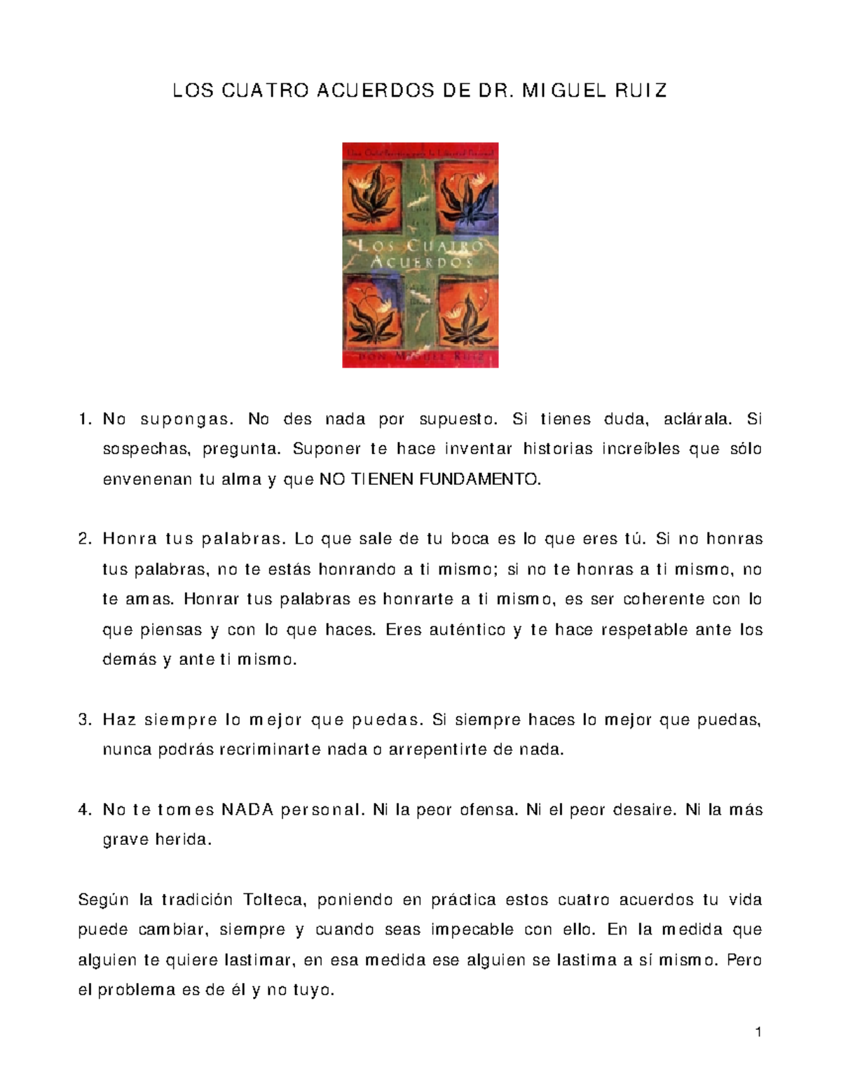 25 LOS Cuatro Acuerdos DE DR Miguel RUIZ - LOS CU A TRO A CU ERD OS D E ...
