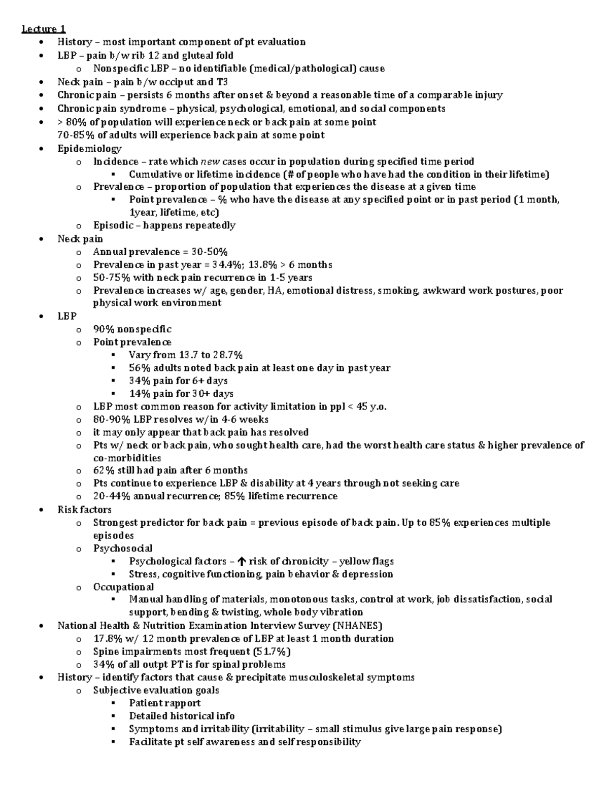 Orthopedics III Spine - Lecture notes 1-11 - Lecture 1 History – most ...