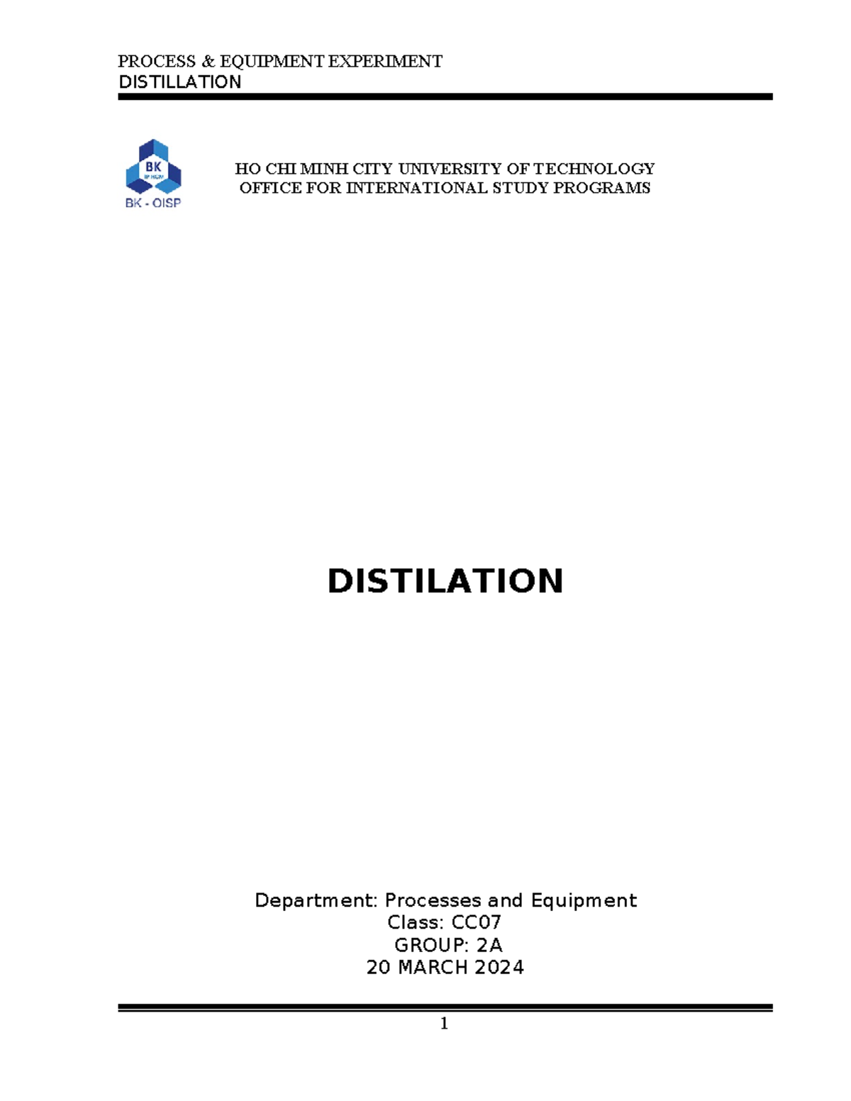 8 - Distillation - DISTILLATION HO CHI MINH CITY UNIVERSITY OF ...