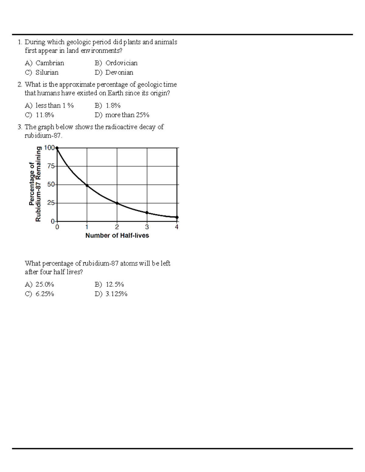 Geologic history test review 2020 1604927713015 sc-1 - A) Cambrian B ...