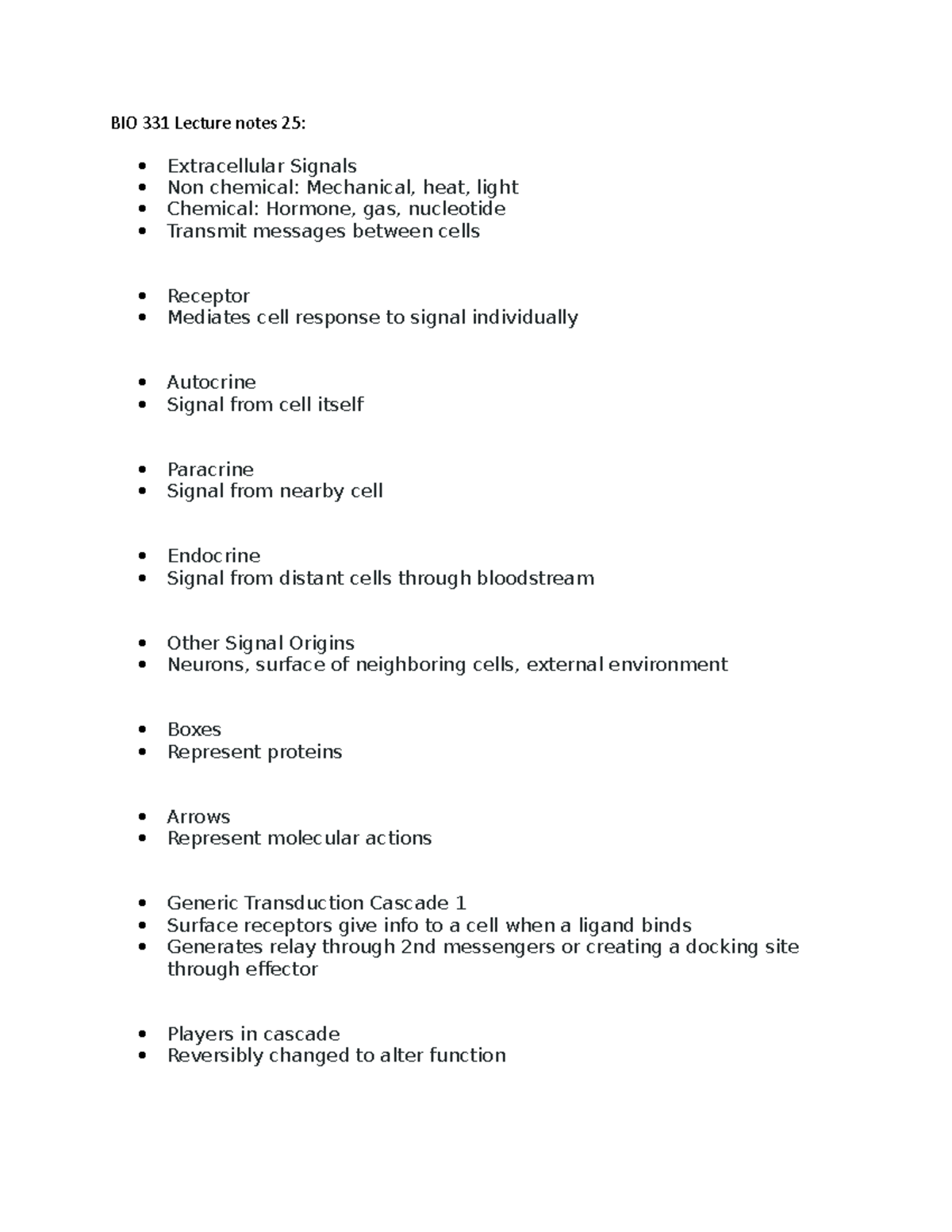 BIO 331 Lecture notes 25 - BIO 331 Lecture notes 25: Extracellular ...