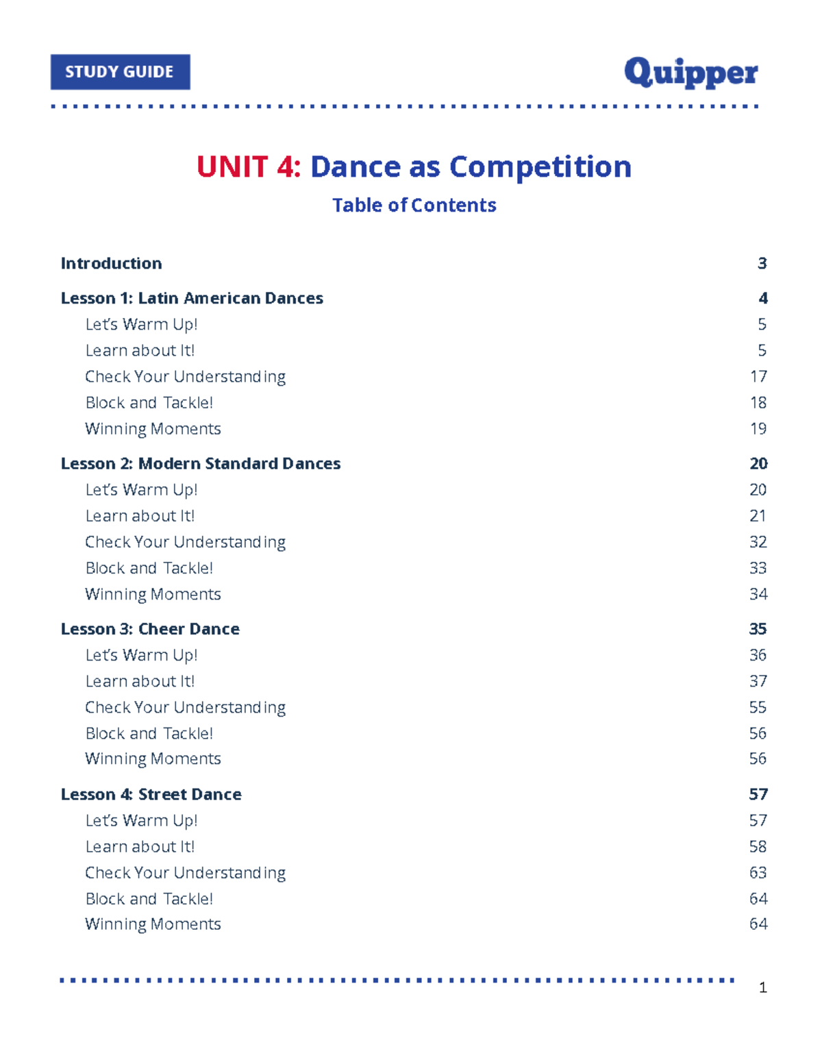 Unit 4 Dance as Competition - UNIT 4: Dance as Competition Introduction ...