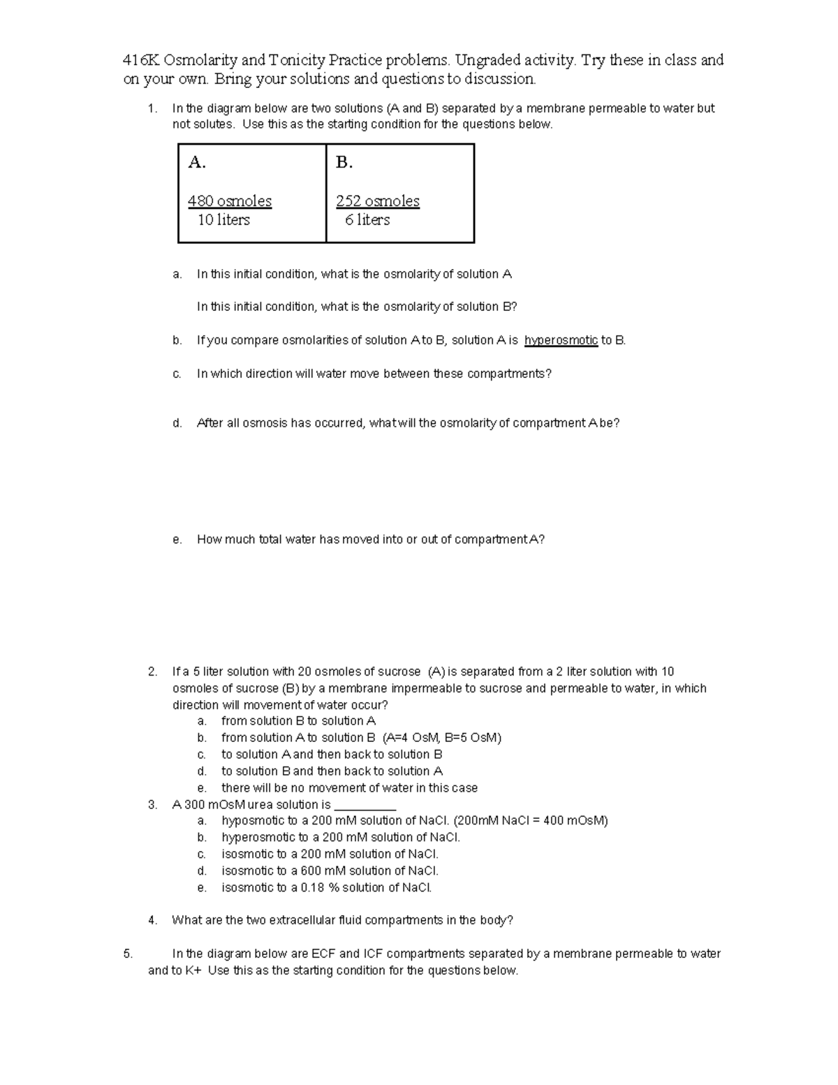 1Tonicity - notes - 416K Osmolarity and Tonicity Practice problems ...