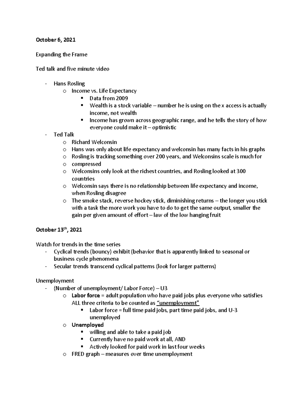 Econ Exam 2 - Macro Economics Notes from the second 1/3 of the Semester ...
