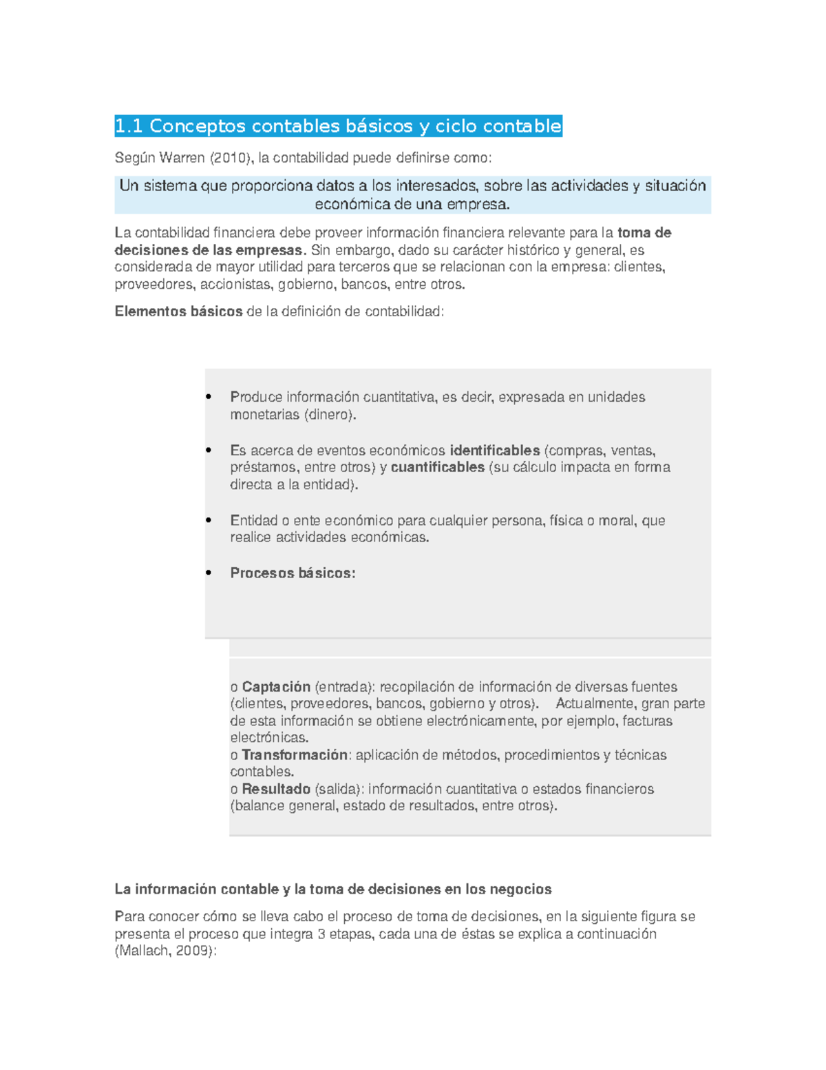 Guia Tetramestre Contabilidad - 1 Conceptos contables básicos y ciclo contable Según Warren ...