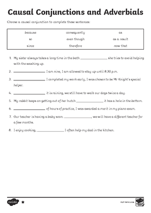 Caus and effect of conjunctions worksheet - Cause and Effect ...