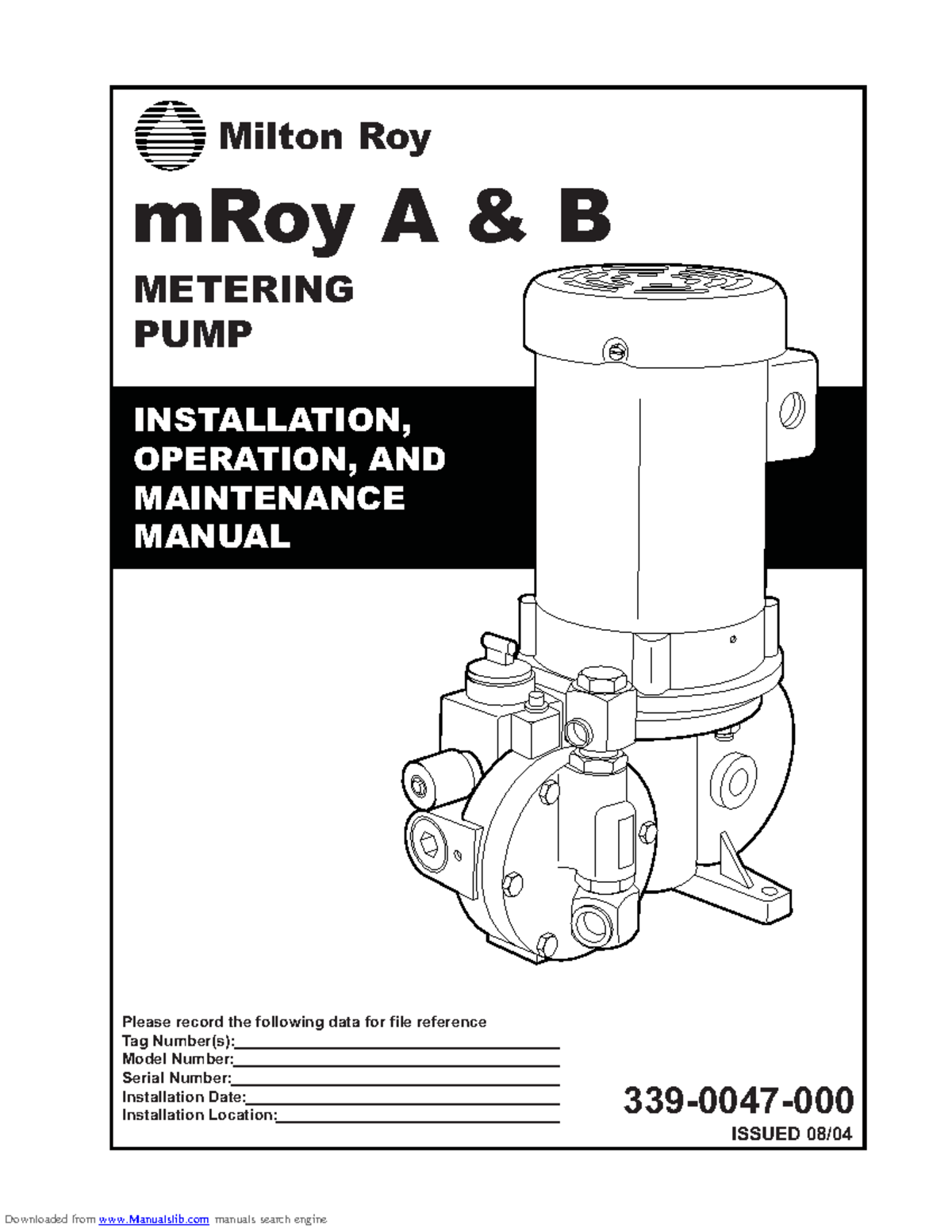 Mroy a - Manual de bomba de dosificación - Milton Roy mRoy A & B ...