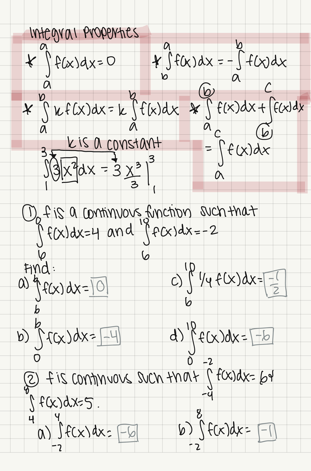 integral properties - ap calc ab🌸 - integral properties a a b x f f (Cx ...