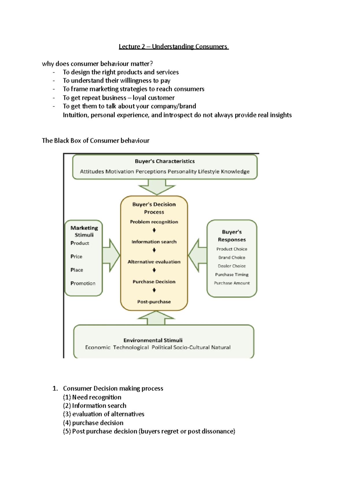 Lecture 2 Understanding Consumers Lecture 2 Understanding Consumers Why Does Consumer