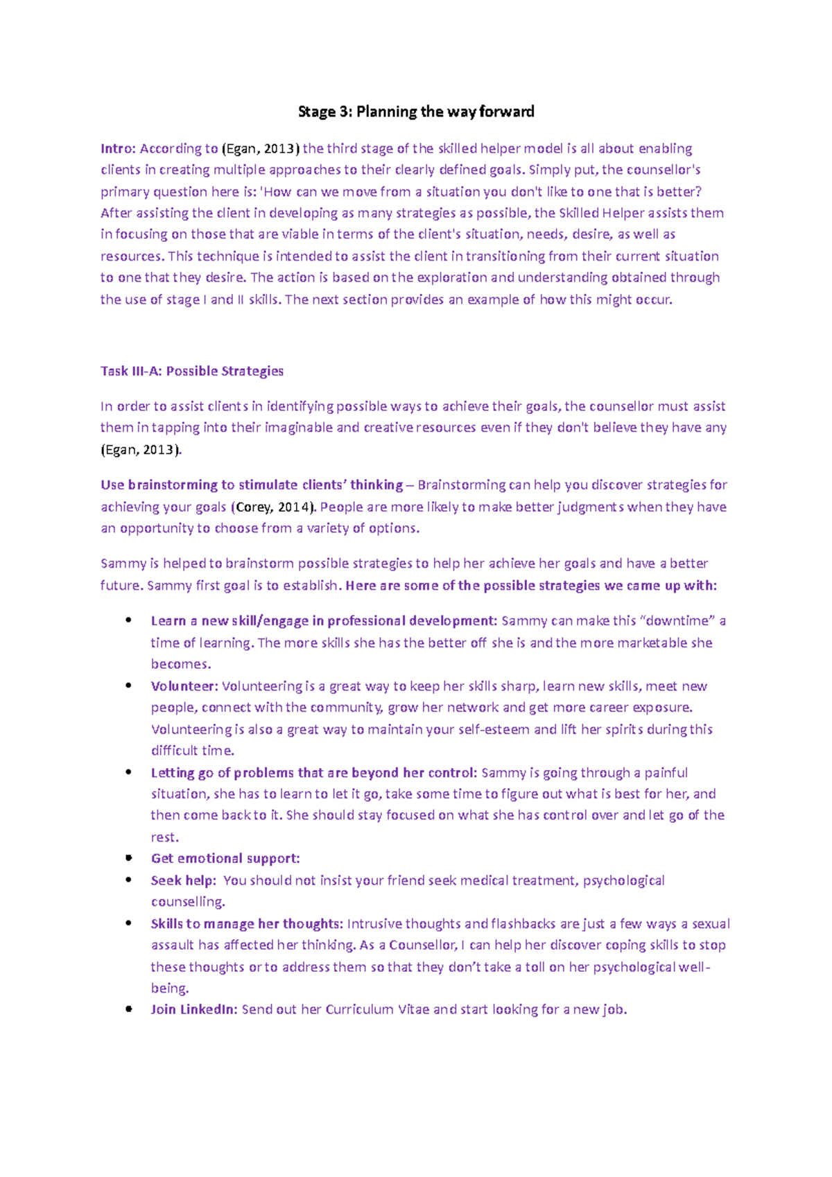 Stage 3 Egans Skilled Helper - Stage 3: Planning the way forward Intro ...