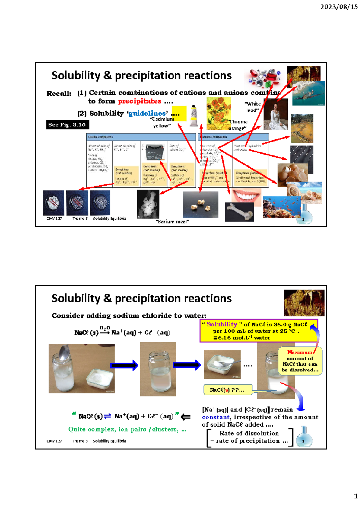 20230815 Solubility Colour - Solubility & precipitation reactions CMY ...