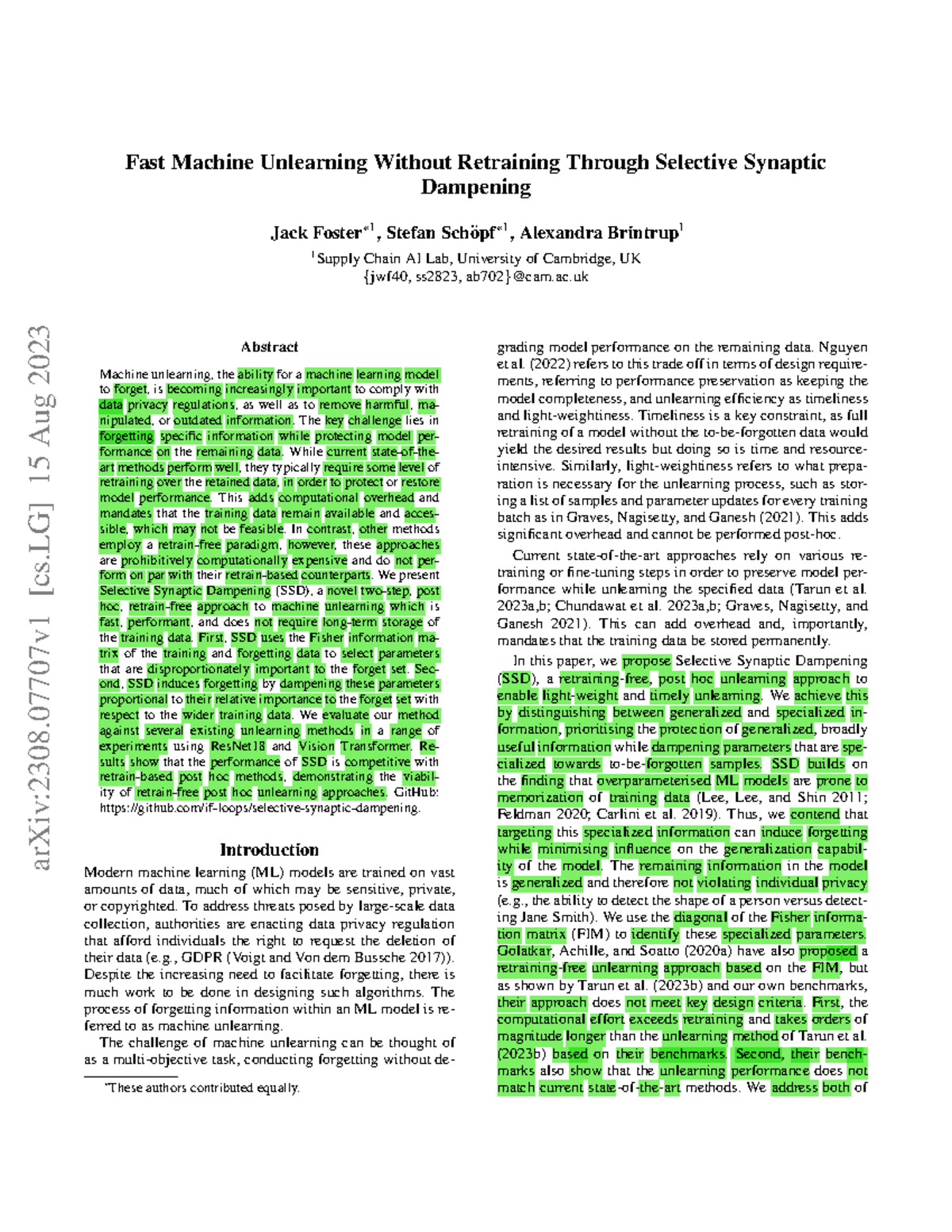 2308 - SOME ÌNO - Fast Machine Unlearning Without Retraining Through Selective Synaptic ...