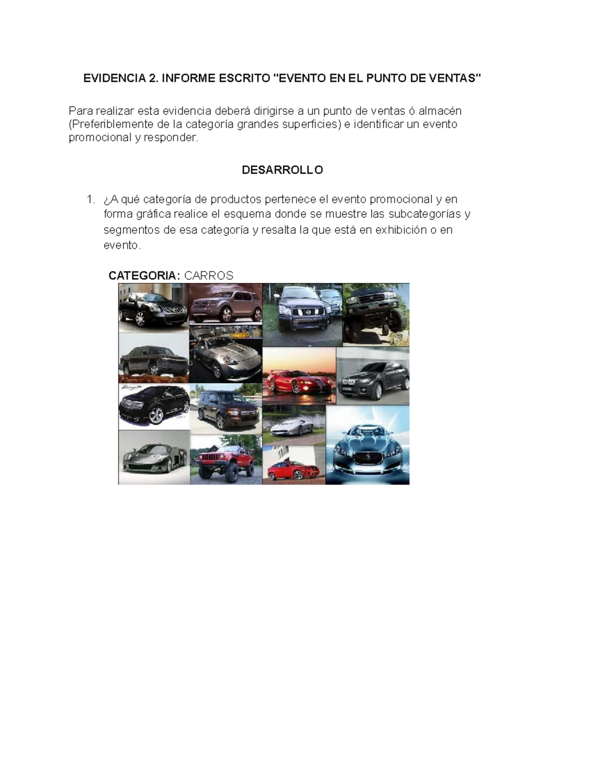Evento en el punto de Ventas - EVIDENCIA 2. INFORME ESCRITO "EVENTO EN ...