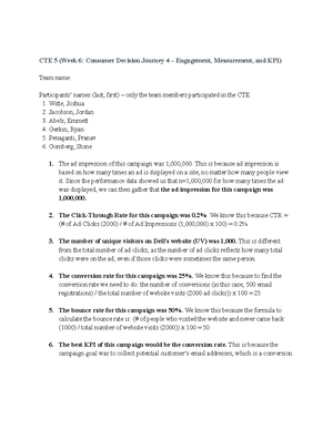 CTE 4 - Discussion work - CTE 4 (Week 5: Consumer Decision Journey 3 – Brand Touchpoint Matrix ...