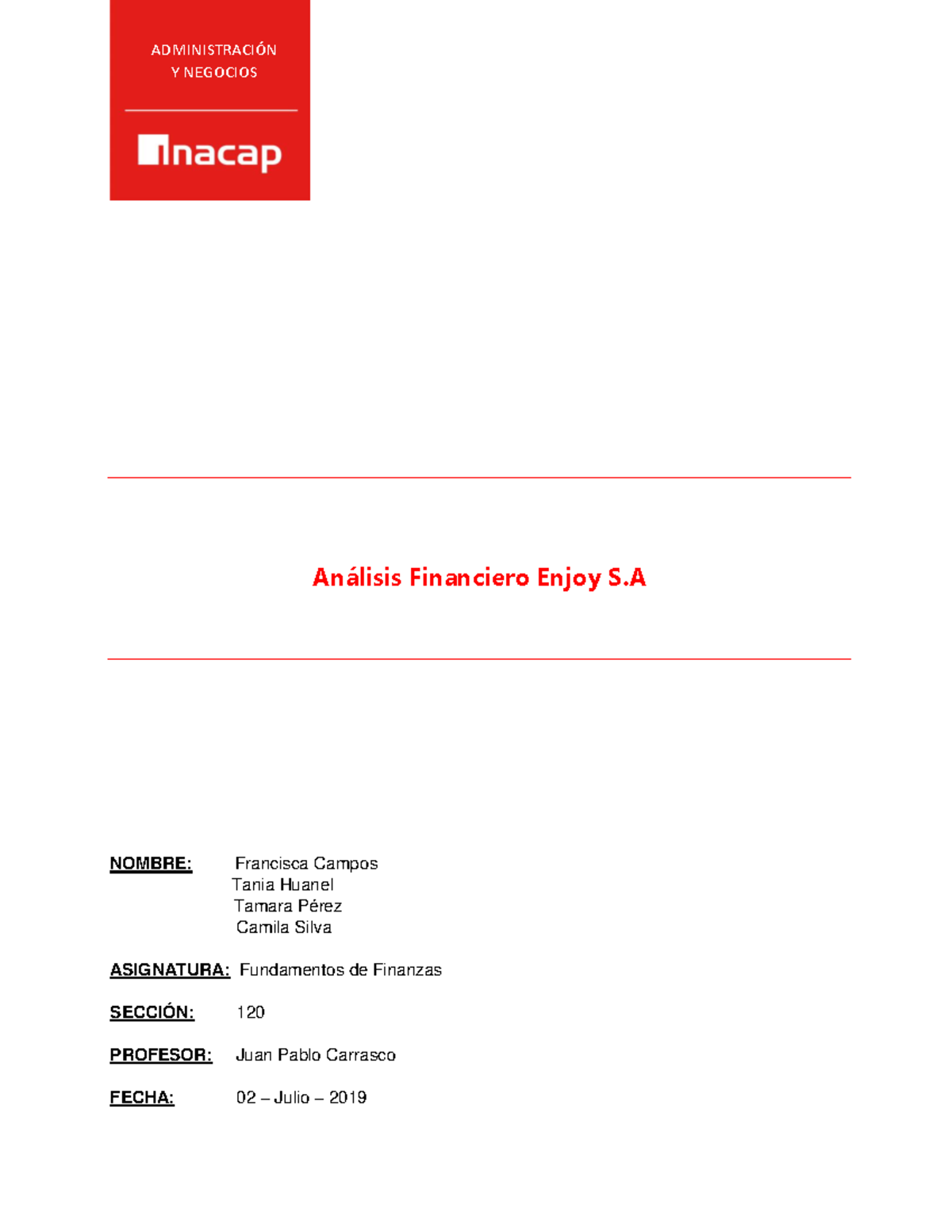 Enjoy S.A - eeff - ADMINISTRACIÓN Y NEGOCIOS Análisis Financiero Enjoy ...