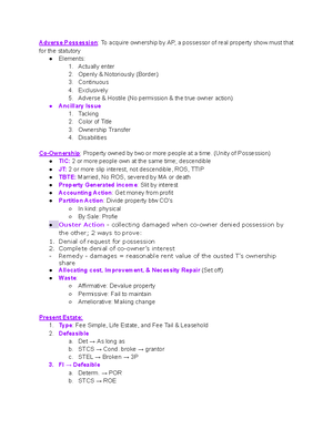Estates and Future Interest Chart - FREEHOLD ESTATES Estate Name Effect ...
