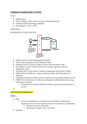 Database fun wk 4 - Lec notes - Week 4: Data Modelling 3 (Conceptual ...