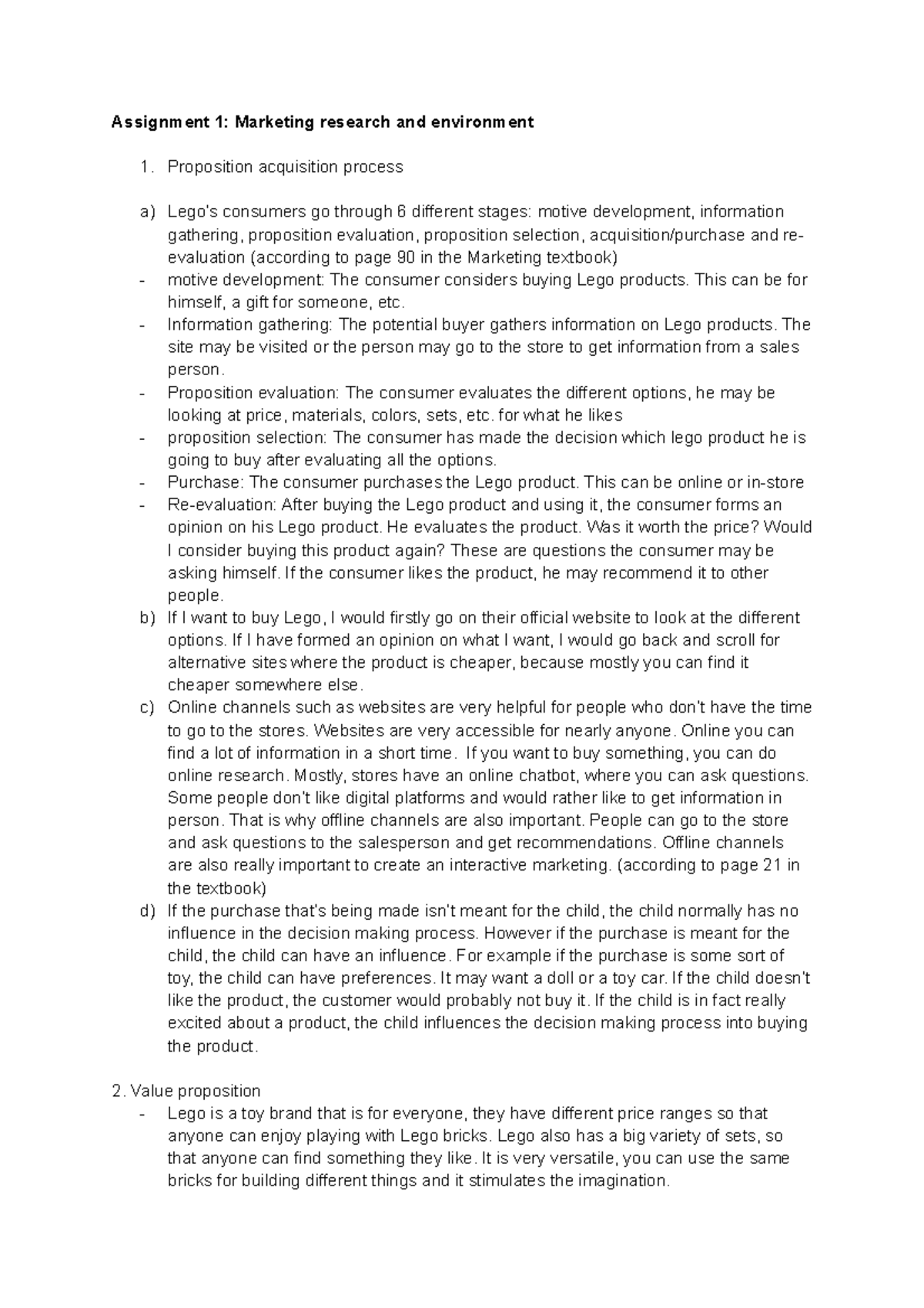 Assignment 1 Marketing research and environment - Assignment 1 ...