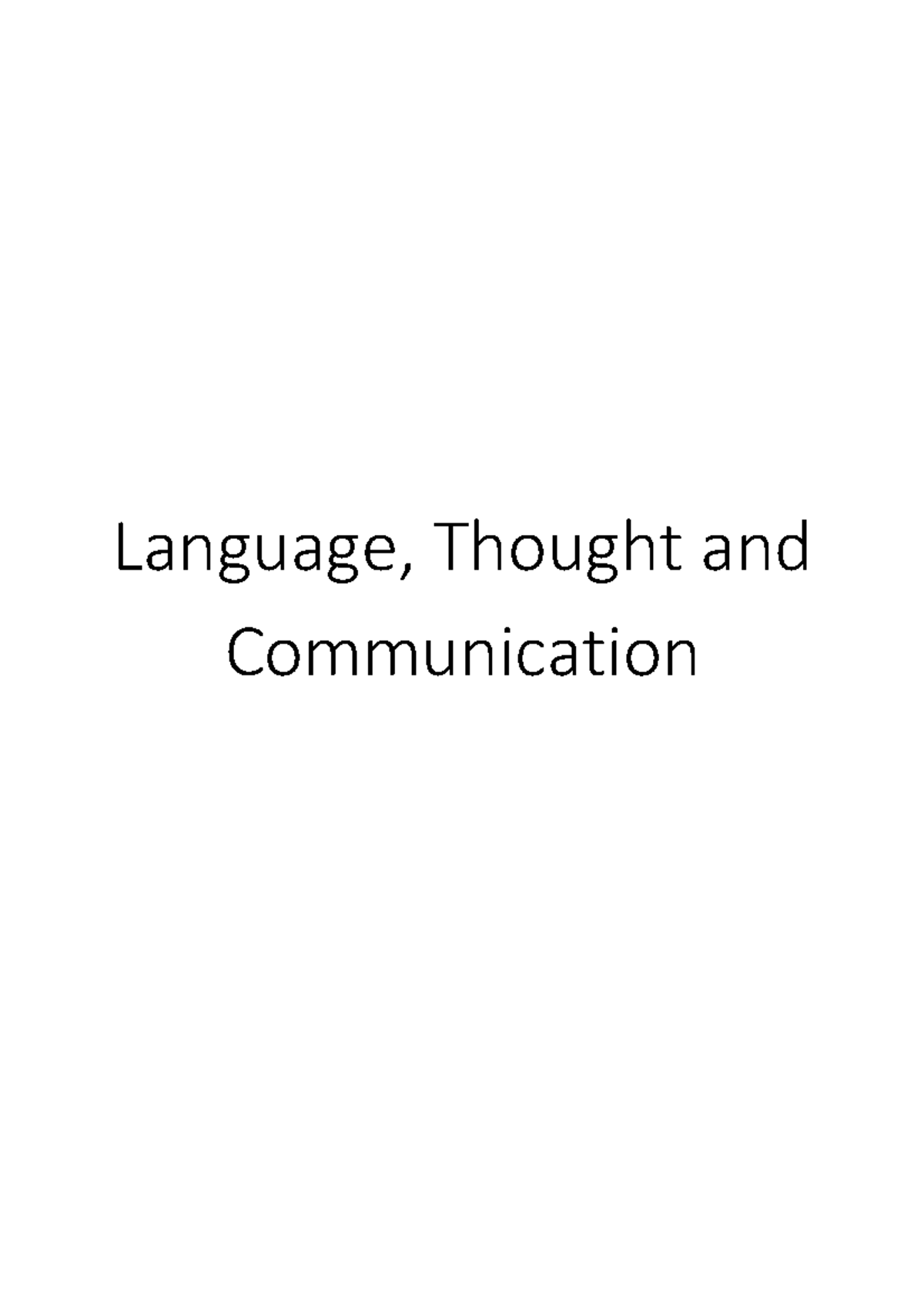 Language, Thought and Communication - Language, Thought and ...
