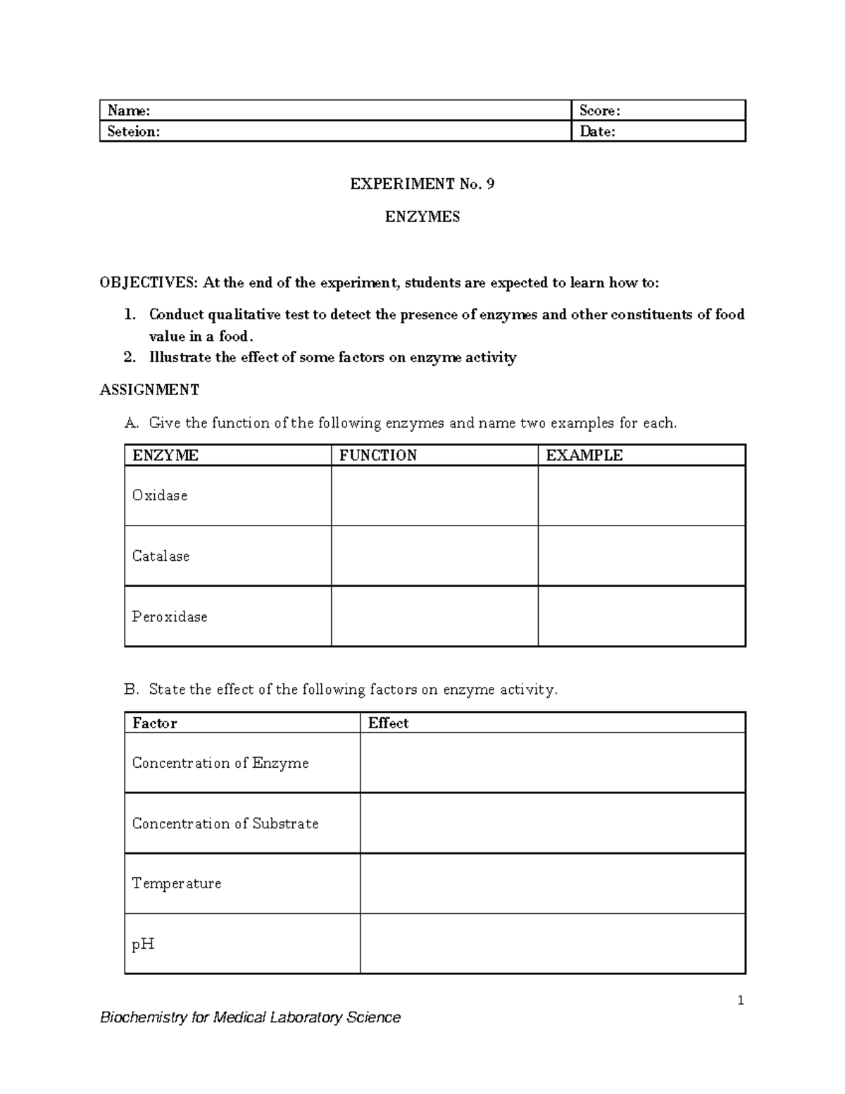 Experiment-No.-9 - LABORATORY MANUAL Experiment-No.-9 - 1 Name: Score ...