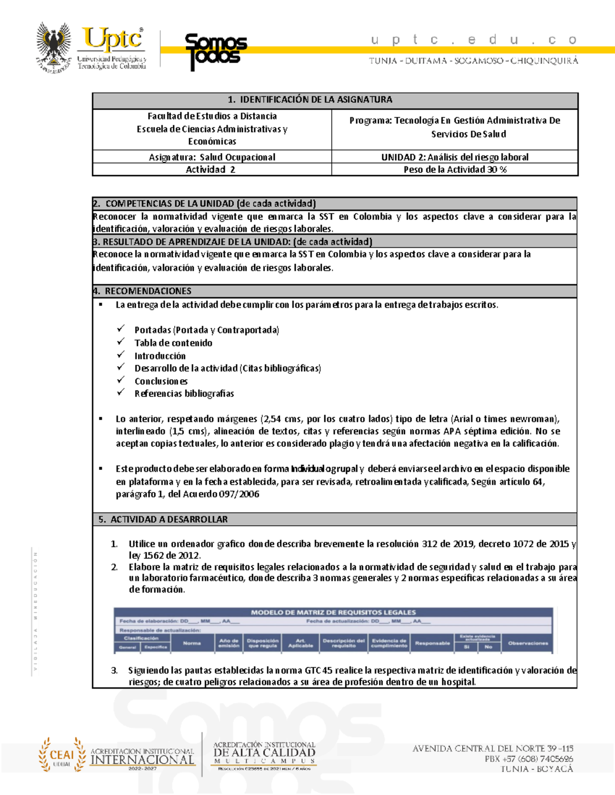 Formato DE Actividad 2 - xxxxxxxxxxxxxxxxx - 1. IDENTIFICACIÓN DE LA ASIGNATURA Facultad de ...