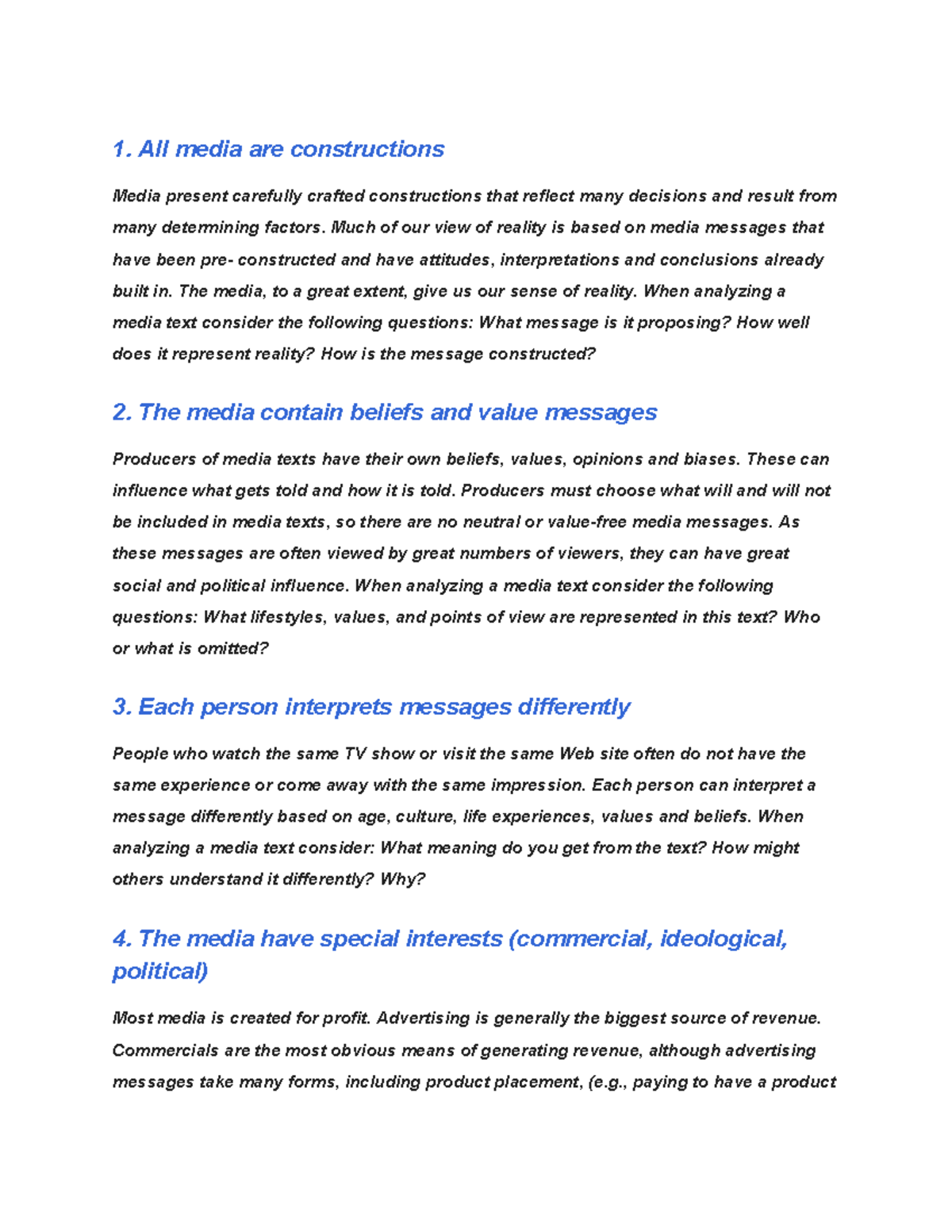 ENG3U1 - 1. All media are constructions Media present carefully crafted ...