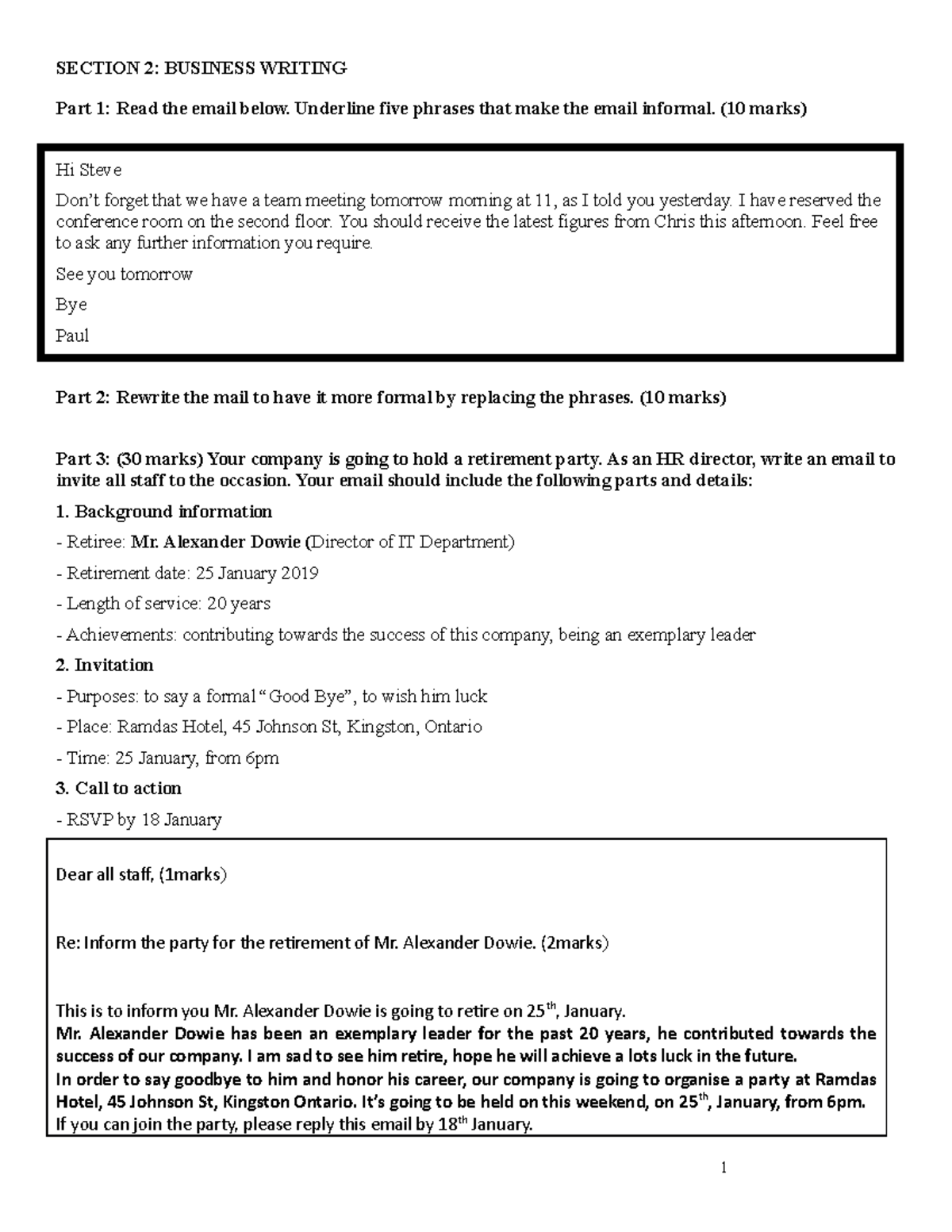 Practice - International Business K46 - SECTION 2: BUSINESS WRITING ...