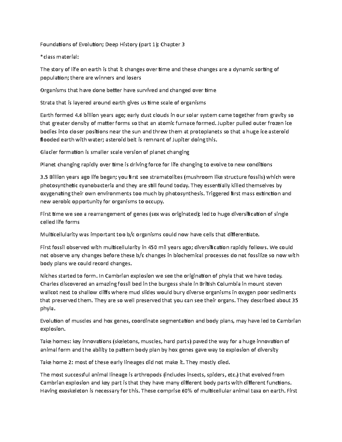 10-18-18 Notes - Deep History - Foundations of Evolution; Deep History ...