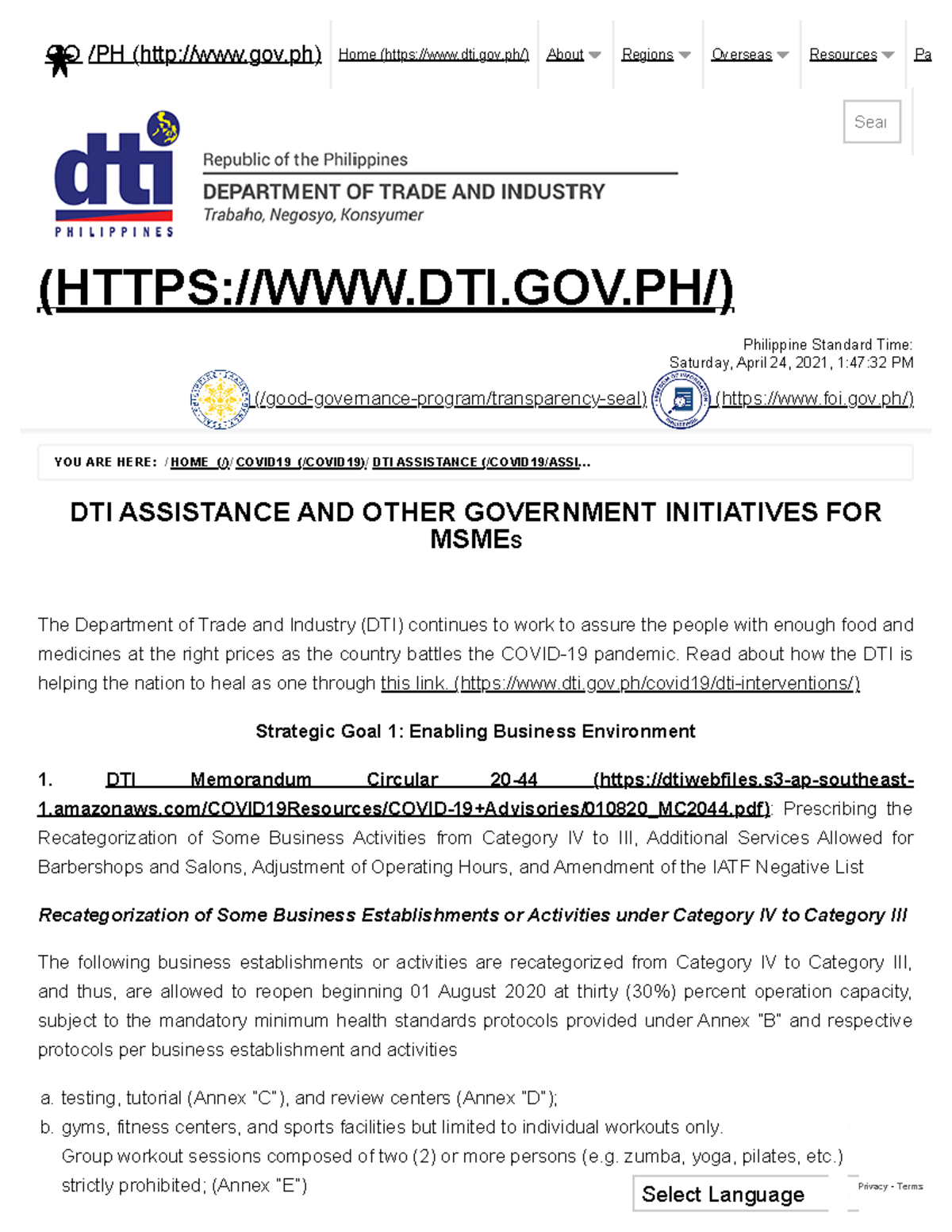 DTI Assistance Department of Trade and Industry Philippines - (HTTPS ...