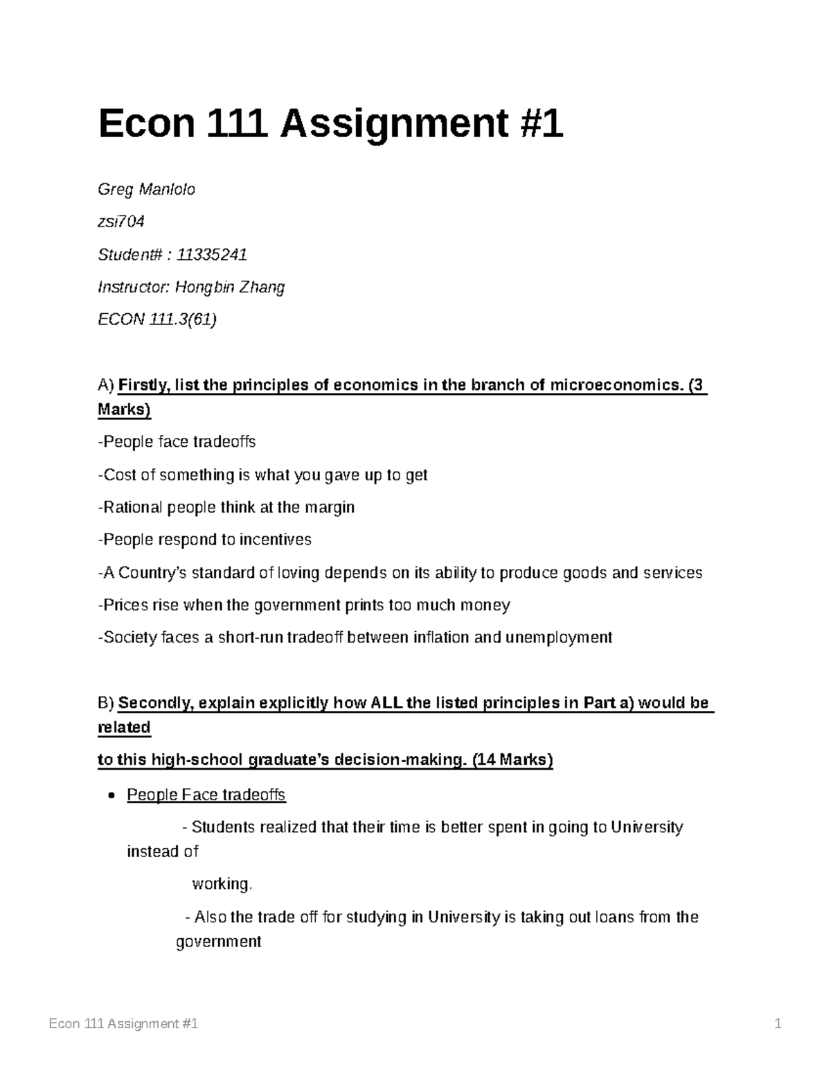 Econ 111 Assignment 1 - James may loves detailing the long list of the alphabet - Econ 111 - Studocu