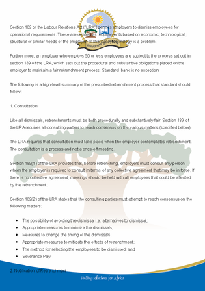 Code of good practice - Summary labour relations - Item 6 of the Code ...